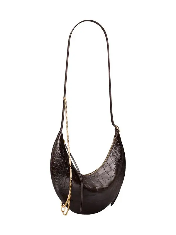 Tory Burch Pierced Croc-embossed Leather Crossbody Bag - Coco
