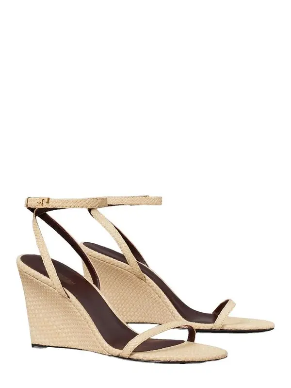 Tory Burch Gigi Raffia Wedge Sandals - Natural