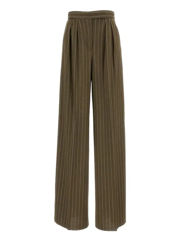 Max Mara High-waisted Wide-leg Pinstripe Jersey Trousers - Beige