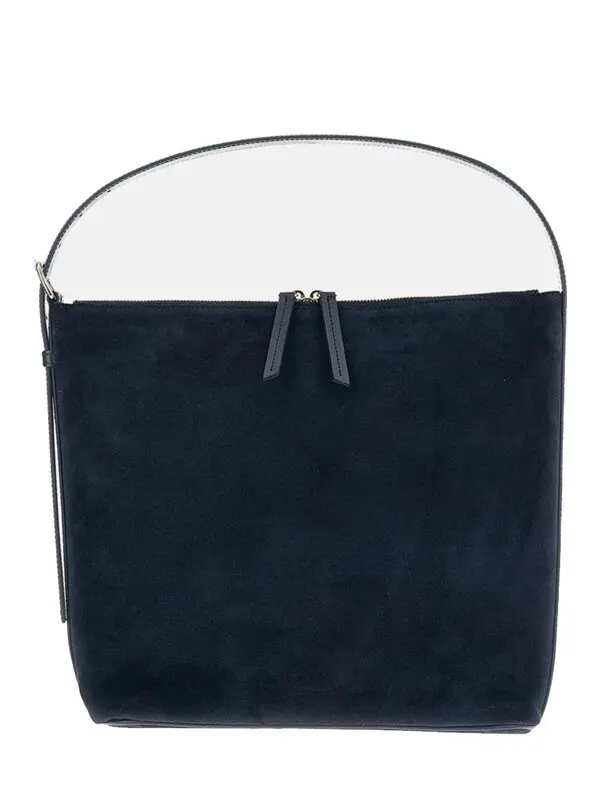 A.p.c. Suede Shoulder Bag With Gold-tone Buckle - Blue