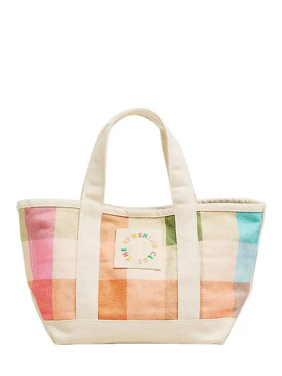 SUNSHINE TIENDA Mini Rainbow Plaid Canvas Tote - Multi Plaid