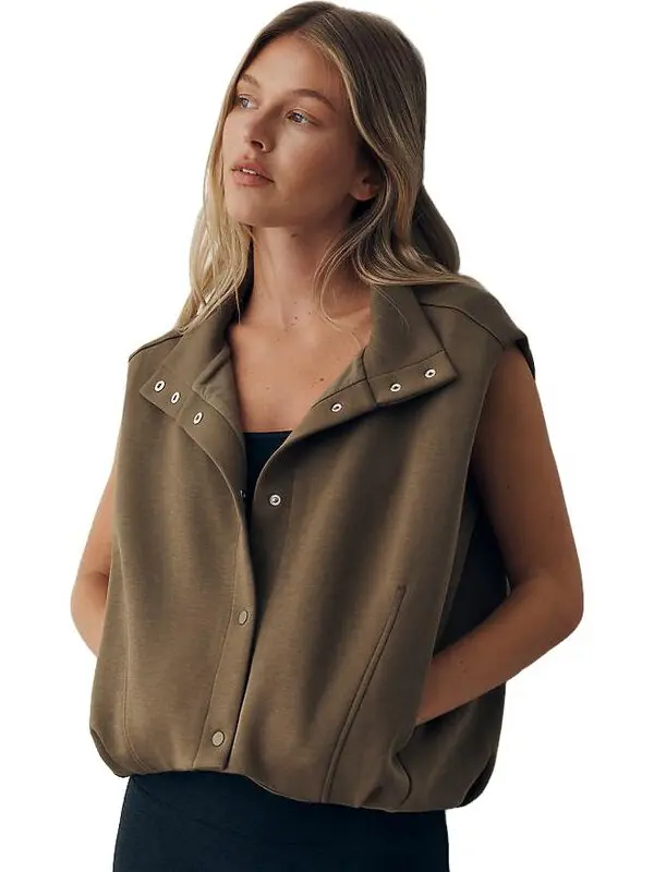 DAILY PRACTICE Funnel-neck Snap Button Top - Capers