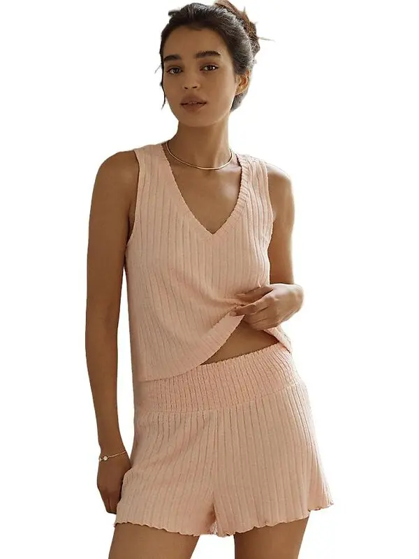 Z Supply Dawn Ribbed Textured Shorts - Peach