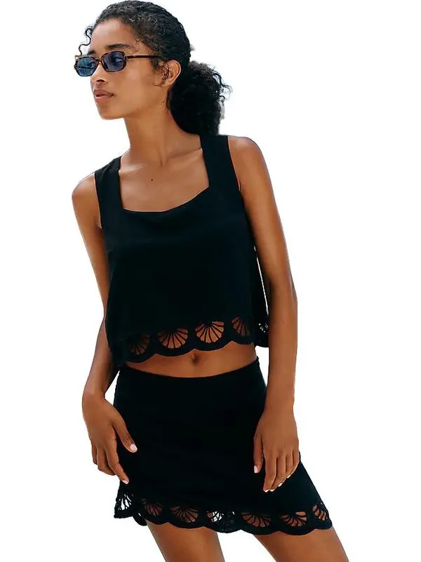 Z Supply Charlene Embroidered Mini Skirt - Black