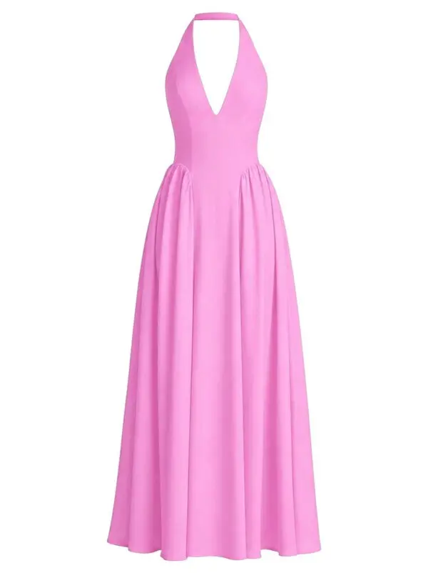 ICON LEVA Freya Chiffon Halter Maxi Dress - Pink