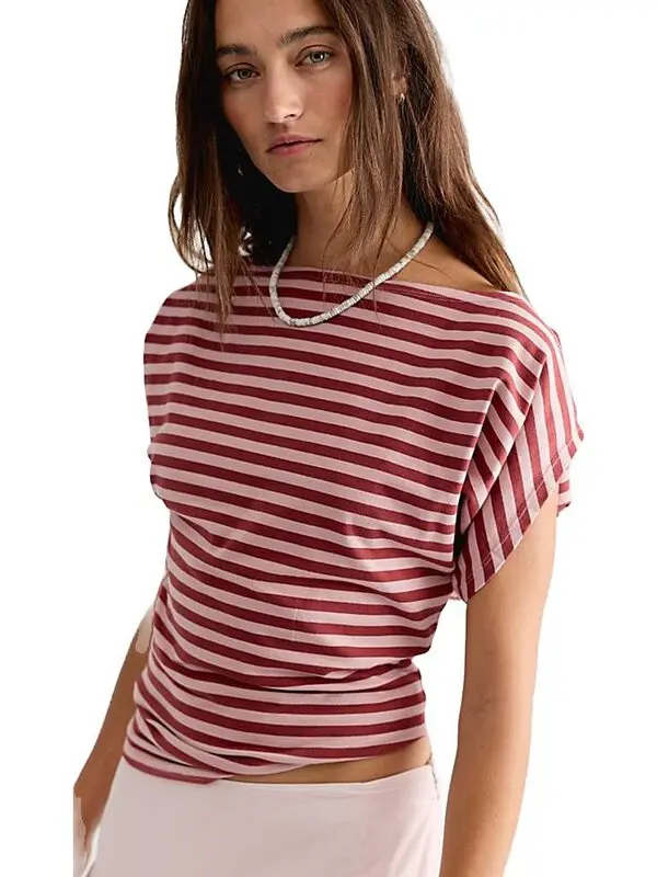 GEEL Fletcher Striped Top - Cherry/blush