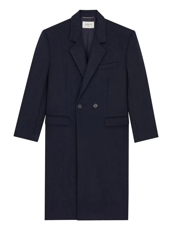 Saint Laurent 80's Double-face Wool Felt Coat - Marine