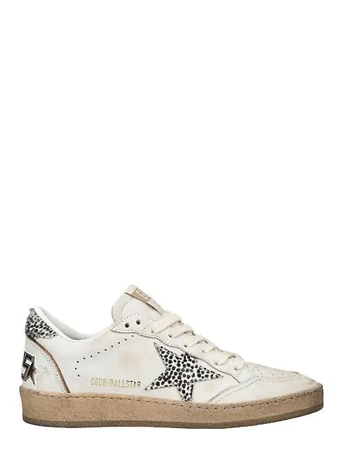 GOLDEN GOOSE Ball Star Leather Trainers With Dalmatian Print Trim - White/comb