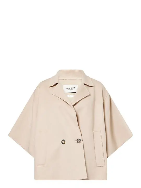 Max Mara Short Sleeve Double Breasted Wool Coat - Sand