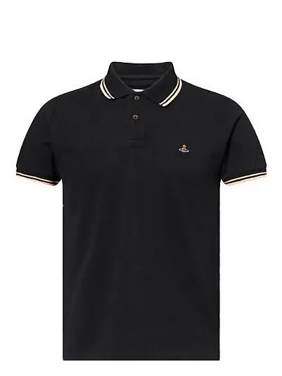 VIVIENNE WESTWOOD Classic-collar Knitted Cotton Polo T-shirt - Black
