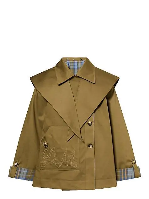 DAMSON MADDER Reversible Cropped Cotton-twill Trench Coat - Olive