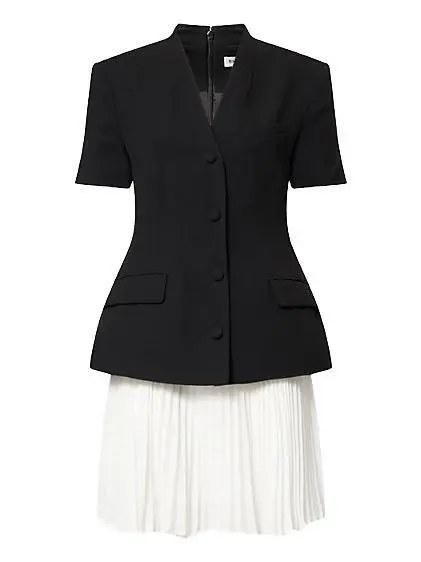 Simkhai Leah Blazer Crepe Mini Dress - Black Multi