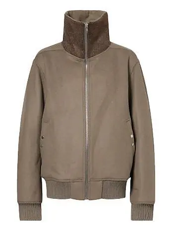 Rick Owens High-neck Wool Bomber Jacket - Dust