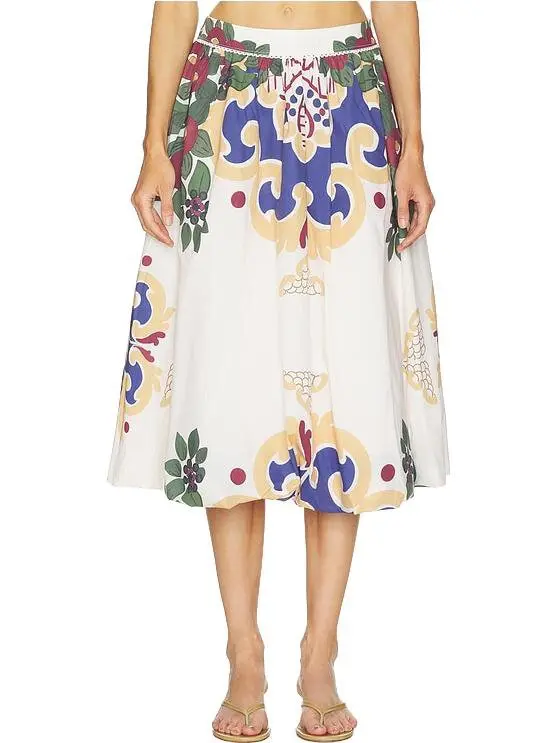 BANANHOT Solana Printed Midi Skirt - Beige
