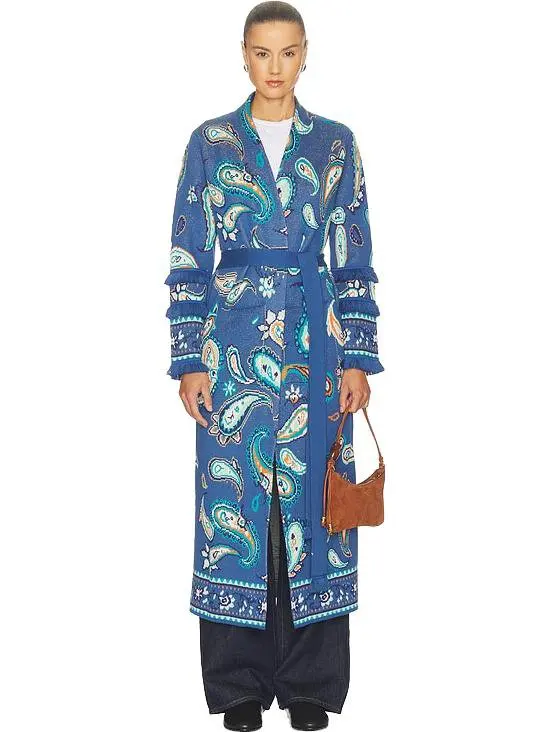 HAYLEY MENZIES Paisley Print Belted Duster - Blue