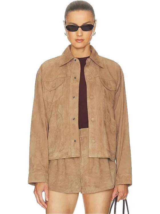 FRAME Suede Utility Jacket - Tan
