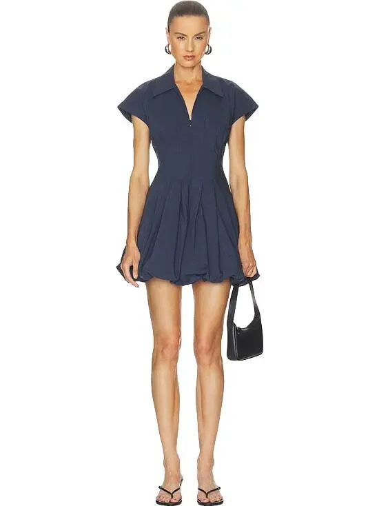 Simkhai Lirinne Short Sleeve Mini Bubble Dress - Navy