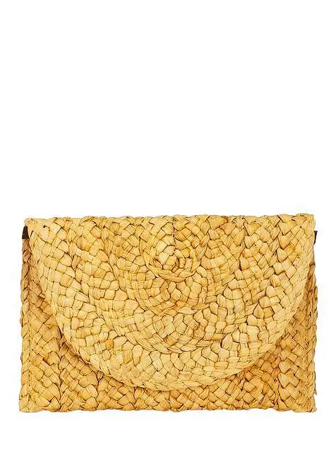 LOVERS AND FRIENDS Woven Raffia Clutch - Neutral
