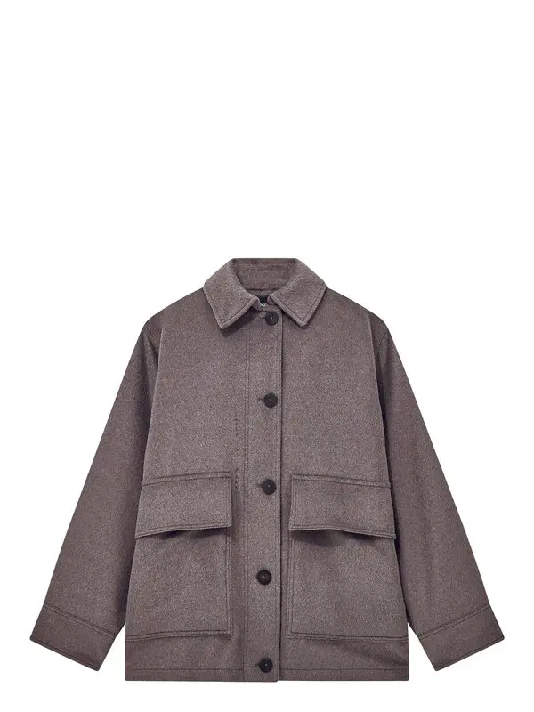 Giorgio Armani Llama Wool Peacoat With Patch Pockets - Grey