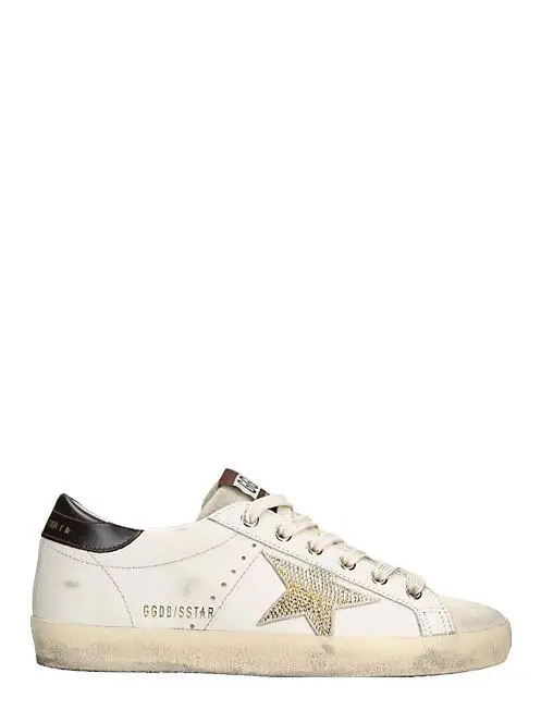 GOLDEN GOOSE Super-star Leather Trainers With Embellished Star - White/comb