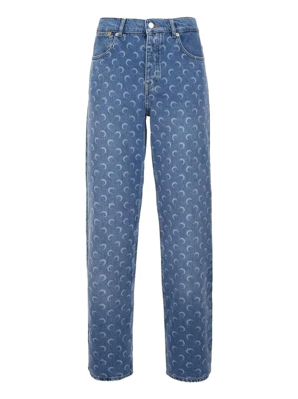 MARINE SERRE All Over Moon Print Jeans - Multicolor