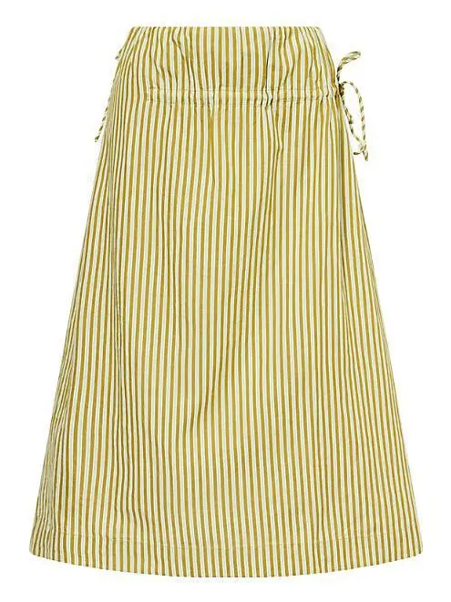 DAMSON MADDER Striped Cotton Midi Skirt - Basil