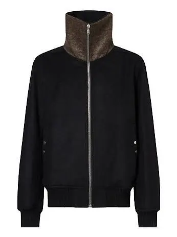 Rick Owens Dracuflight High-neck Wool Bomber Jacket - Black
