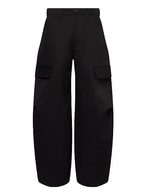 Simone Rocha Pleated Balloon Cotton Cargo Trousers - Black