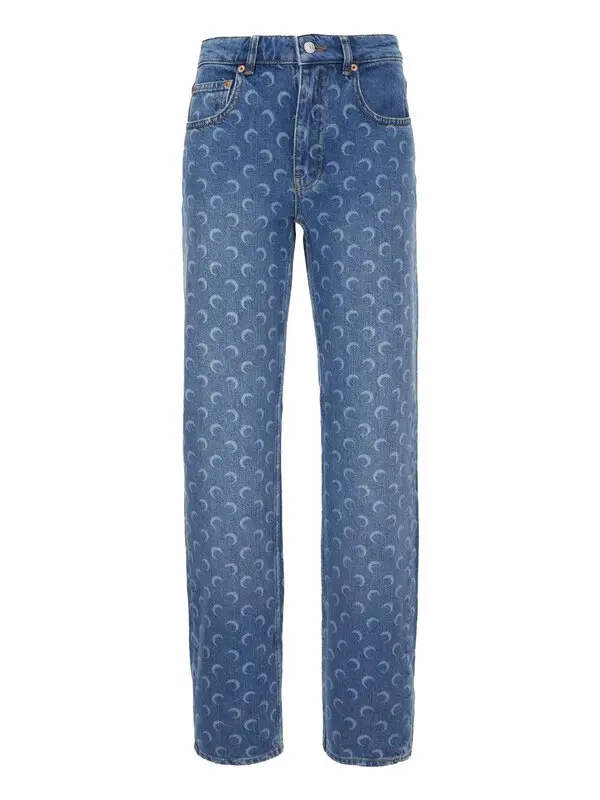 MARINE SERRE Printed Monogram Jeans - Multicolor