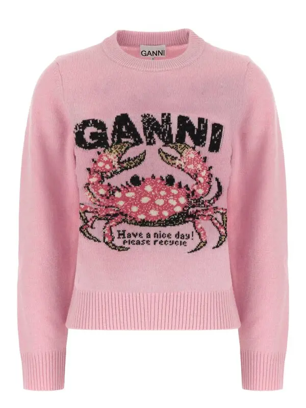 GANNI Have A Nice Day! Please Recycle" Crab Graphic Knitwear - Multicolor