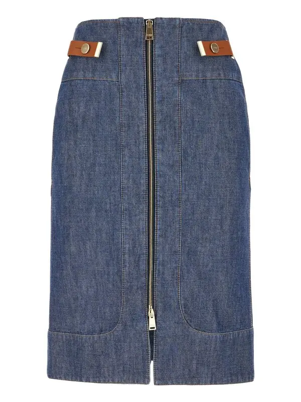 Fendi Denim Skirt With Buckle Detail - Multicolor