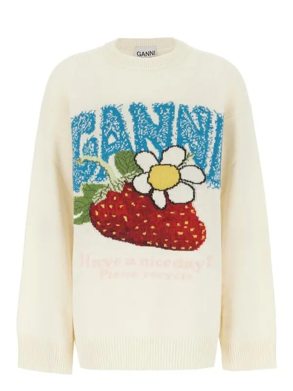 GANNI Knitwear With Strawberry And Floral Graphic - Multicolor
