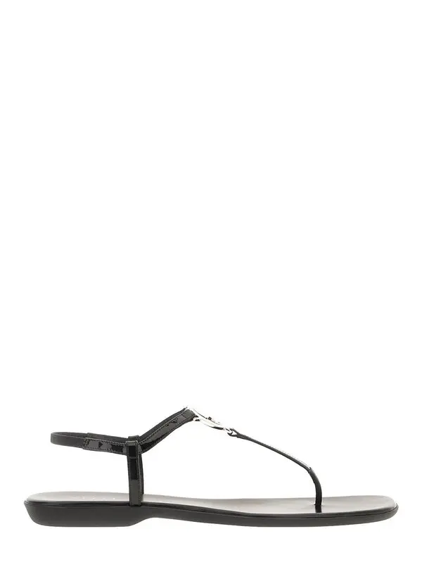 Gucci Black Patent Leather Thong Sandals - Multicolor