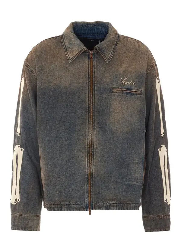 Amiri Lea Bones Denim Jacket - Blue