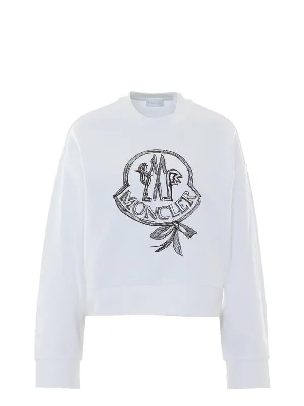 Moncler Cotton Logo Graphic Print Sweatshirt - White