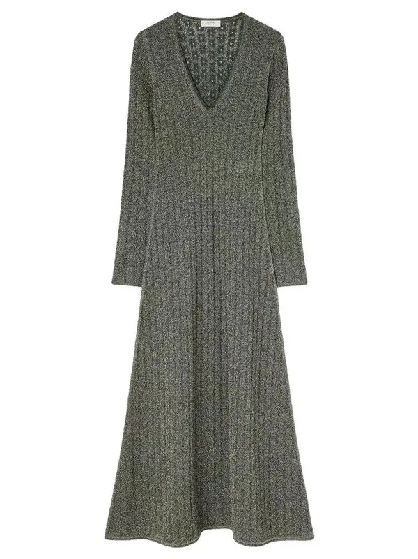 RETORI Retro Floral-stitch Jacquard-knit Maxi Dress - Green