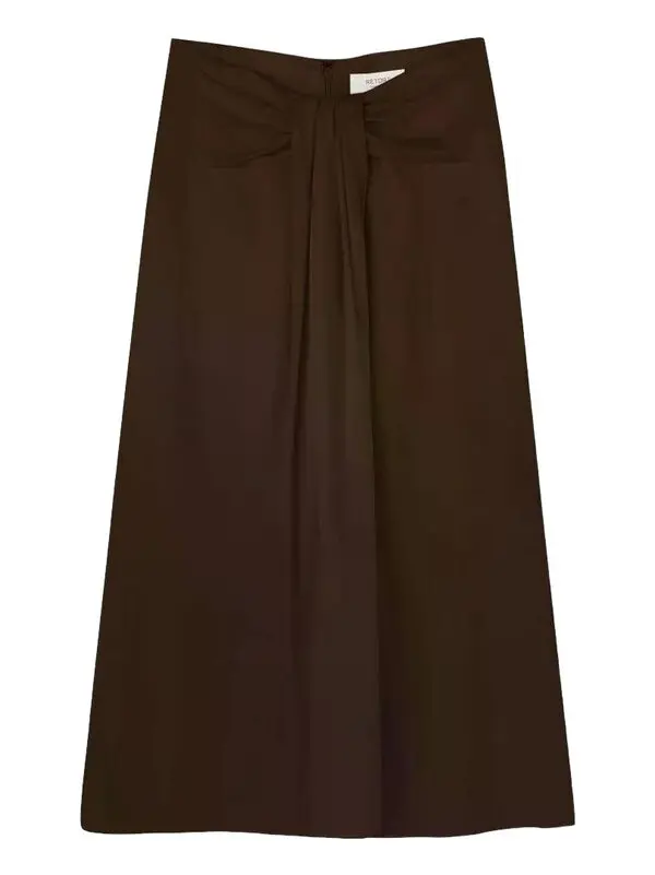 RETORI Retro Draped Midi Skirt - Brown
