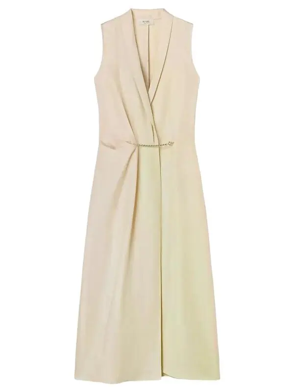 RETORI Sleeveless Silk Dress With Chain Detail - Neutrals