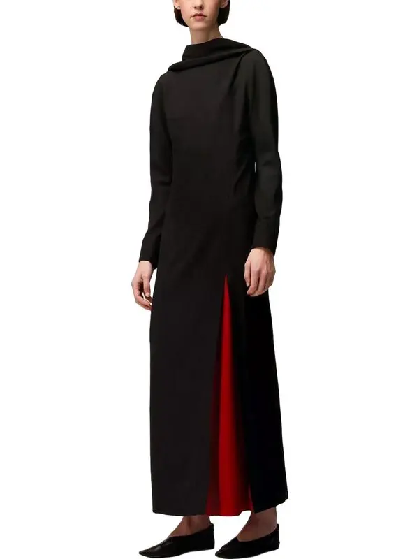 RETORI Retro Open-back Front-slit Maxi Dress - Black