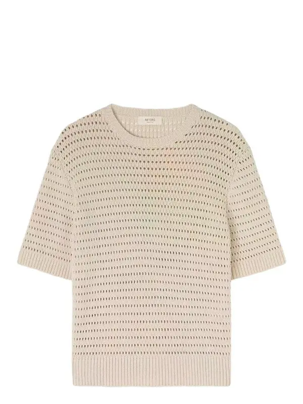 RETORI Net-stitch Cotton T-shirt - Neutrals