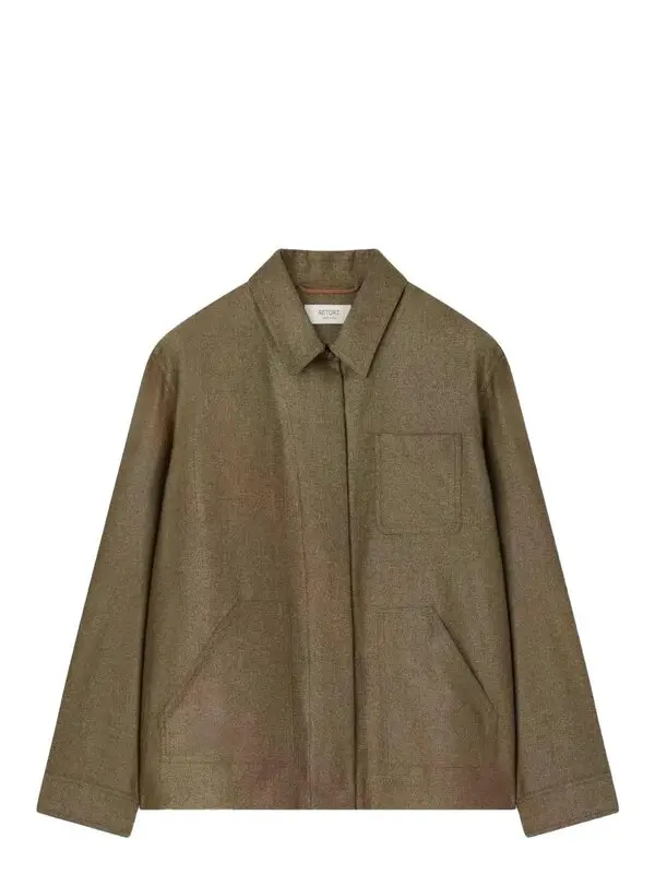 RETORI Embroidered Iridescent Overshirt - Brown