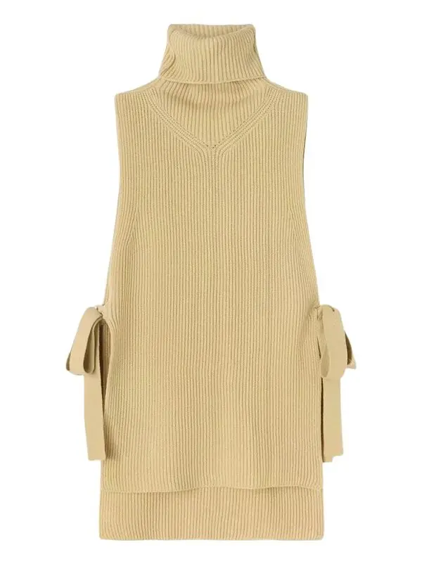 RETORI Retro Ribbed Knit Side-tie Vest - Yellow