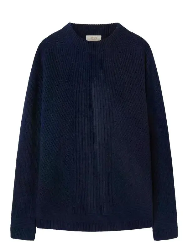 RETORI Ribbed-knit Mock Neck Cashmere Sweater - Blue
