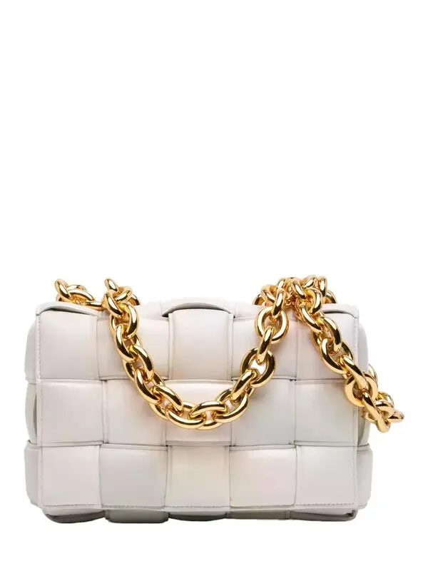 Bottega Veneta Padded Intrecciato Chain Cassette Satchel - White