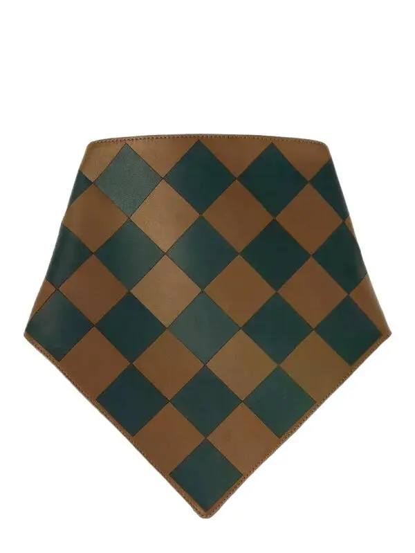 RETORI Damier Pattern Leather Bandana - Brown