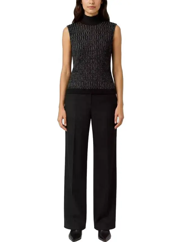 RETORI Sleeveless Micro-check Knit Vest - Black