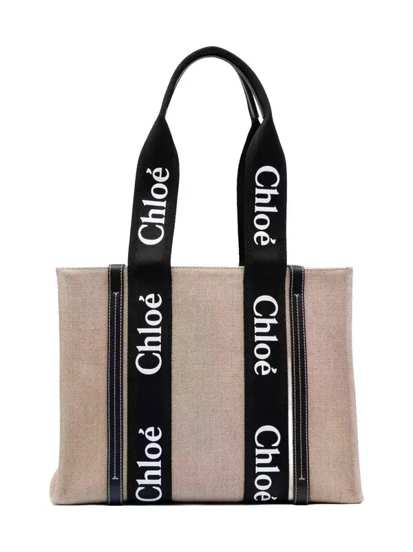 Chloé Canvas Woody Tote Bag - Neutrals