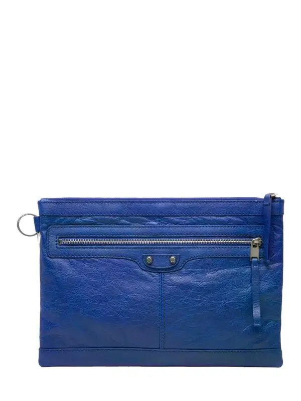 Balenciaga Lambskin Leather Clutch Bag - Blue