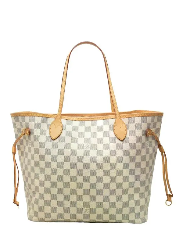 LOUIS VUITTON Damier Azur Neverfull Mm Tote Bag - White