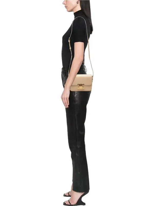 Celine Shiny Calfskin Triomphe Crossbody Bag - Neutrals